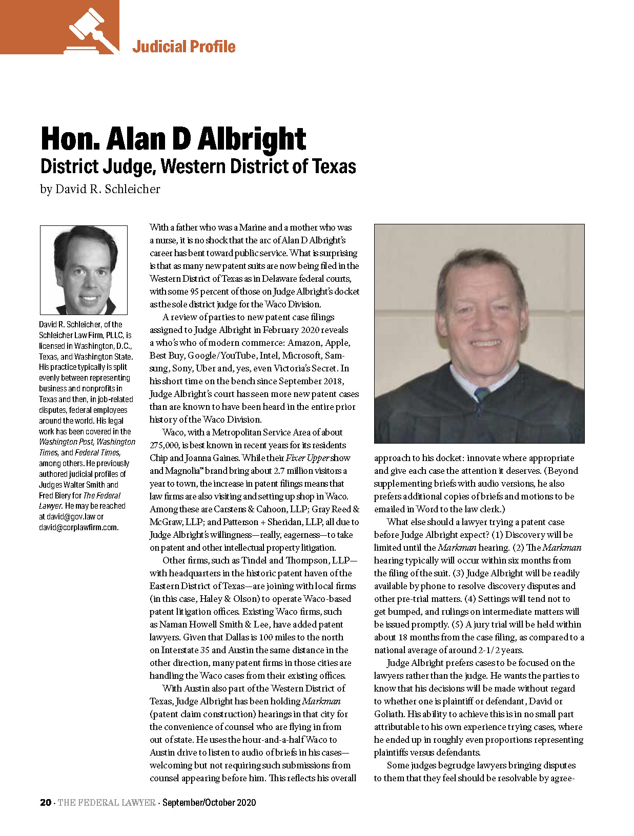 Alan D Albright, U.S. District Judge, Western District of Texas, Waco ...